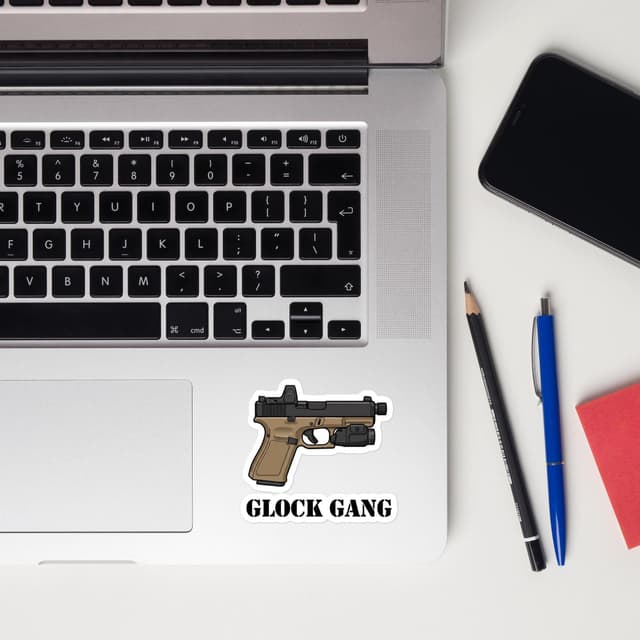Glock Gang Pistol Sticker | FDE Tactical Handgun Gun Meme Vinyl Decal ...