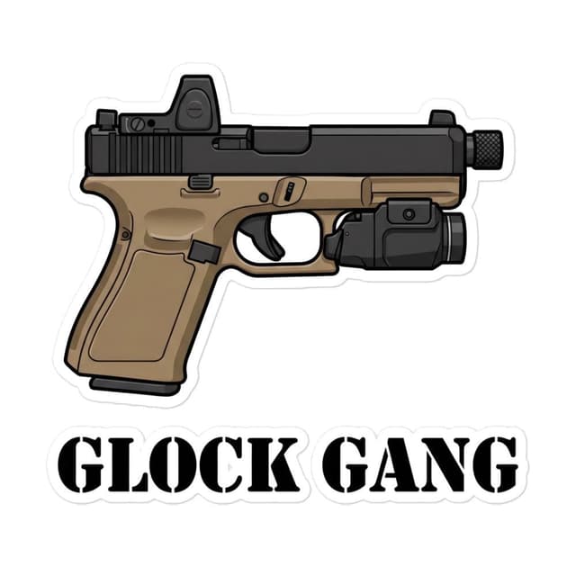 Glock Gang Pistol Sticker | FDE Tactical Handgun Gun Meme Vinyl Decal ...
